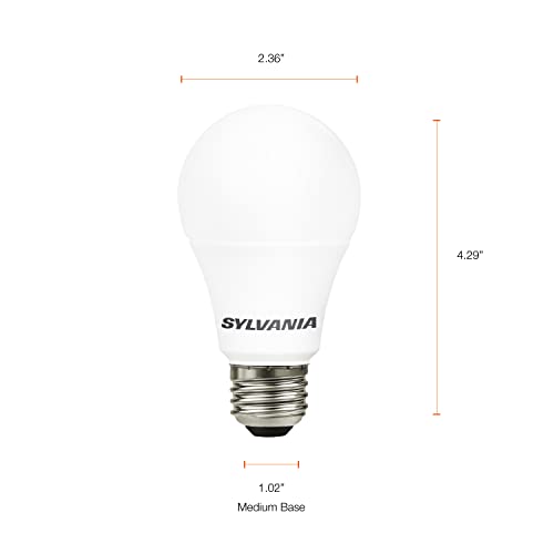 SYLVANIA LED Light Bulb, 75W Equivalent A19, Efficient 12W, Medium Base, Frosted Finish, 1100 Lumens, Bright White - 1 Pack (78096)