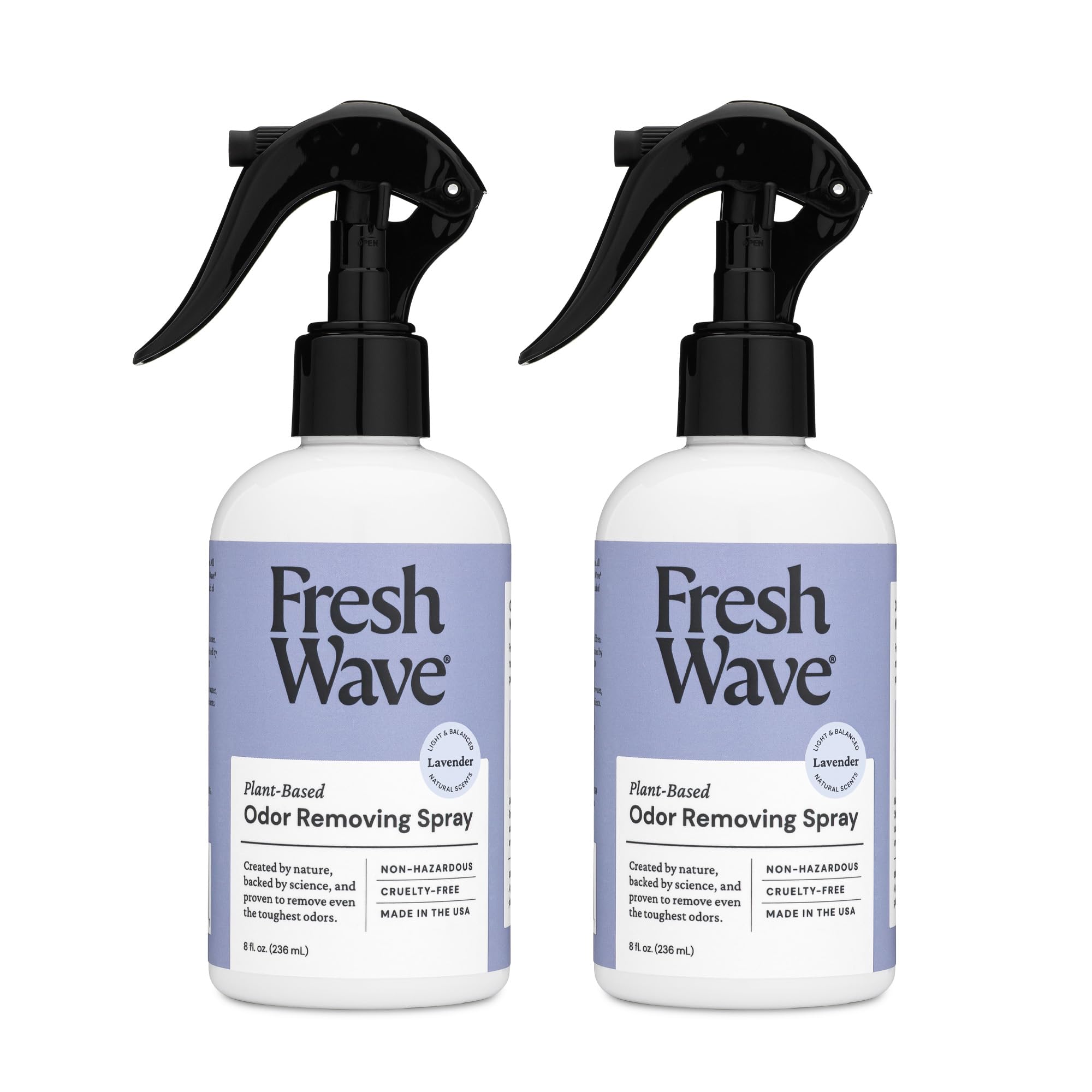 Fresh Wave Lavender Odor Eliminator Spray & Air Freshener, 8 oz. Pack of 2. Odor Absorbers for Home. Safer Odor Relief Natural Plant-Based For Furniture, Fabrics & Trash