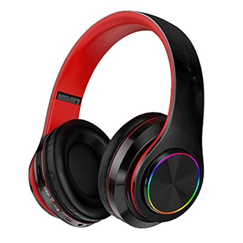 Head-Mounted Bluetooth Headphone, LED Lights Glowing Headphones Earphone Support Wired and Wireless,9D Surround HiFi Stereo Sound, for Video Game,Sports,Driving,Fitness,for iOS