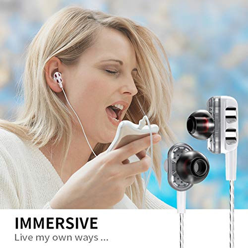 D-GROEE Earbuds Earphones, Wired Headphones in Ear, A4 Universal Wire Control Double Moving Coil Subwoofer Earphone in-Ear Earplugs Headset Blue
