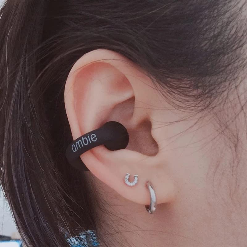Wireless Bluetooth Earphones TWS Ear Hook Headset Sport Earbuds Upgrade Pro for Ambie Sound Earcuffs 1:1 Earring (Black)