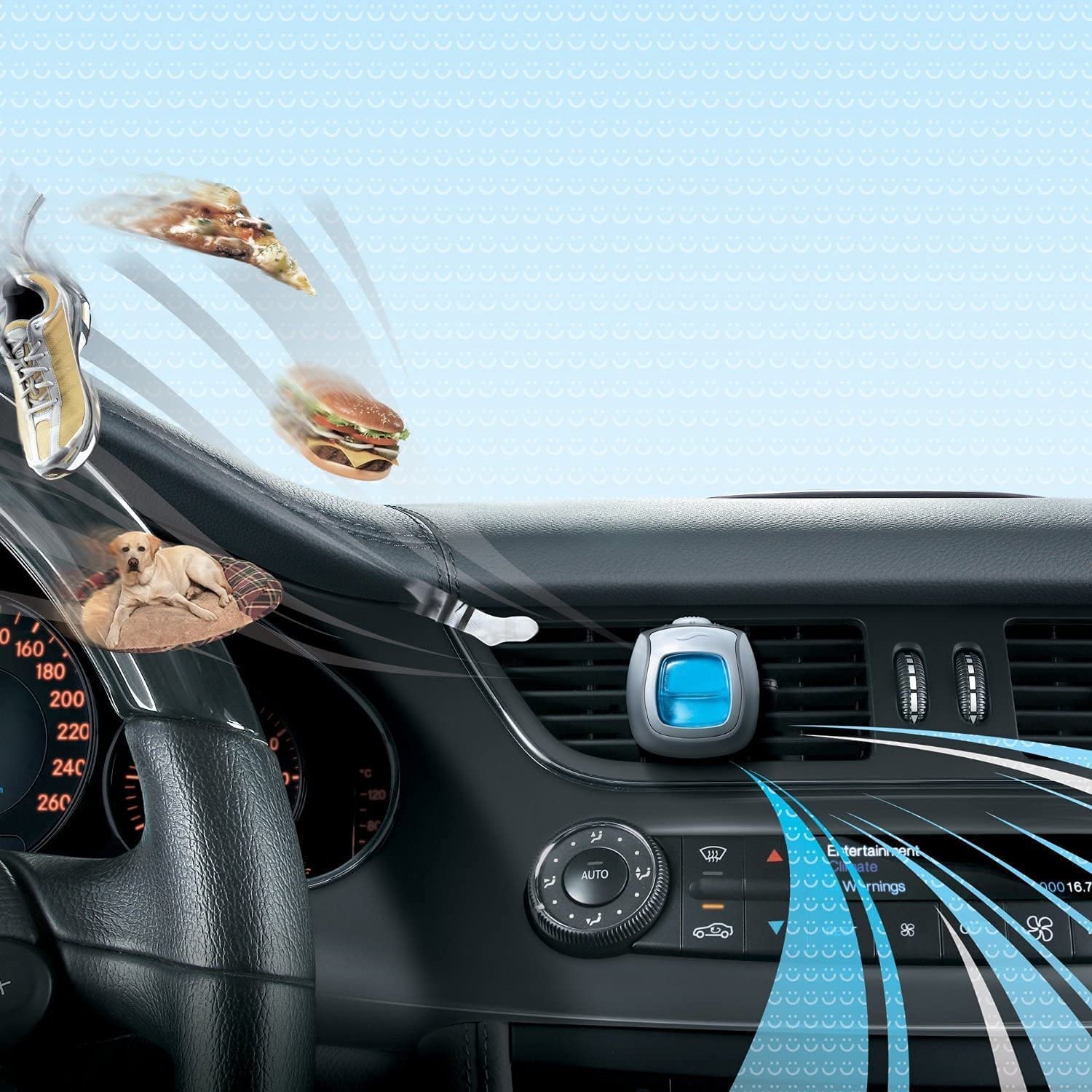Febreze Car Vent Clip Air Freshener, Odor Eliminator for Strong Odors, Up to 30 Days Freshness, Laundry Fresh, 2 Packs