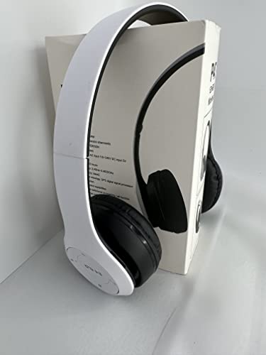 White P47 Wireless Headphones, Microphone, Sport Headphones, Headphone for TV, Sound as Sport Earphones with Mic, Noise Cancelling, Computer, Workout, Wire,