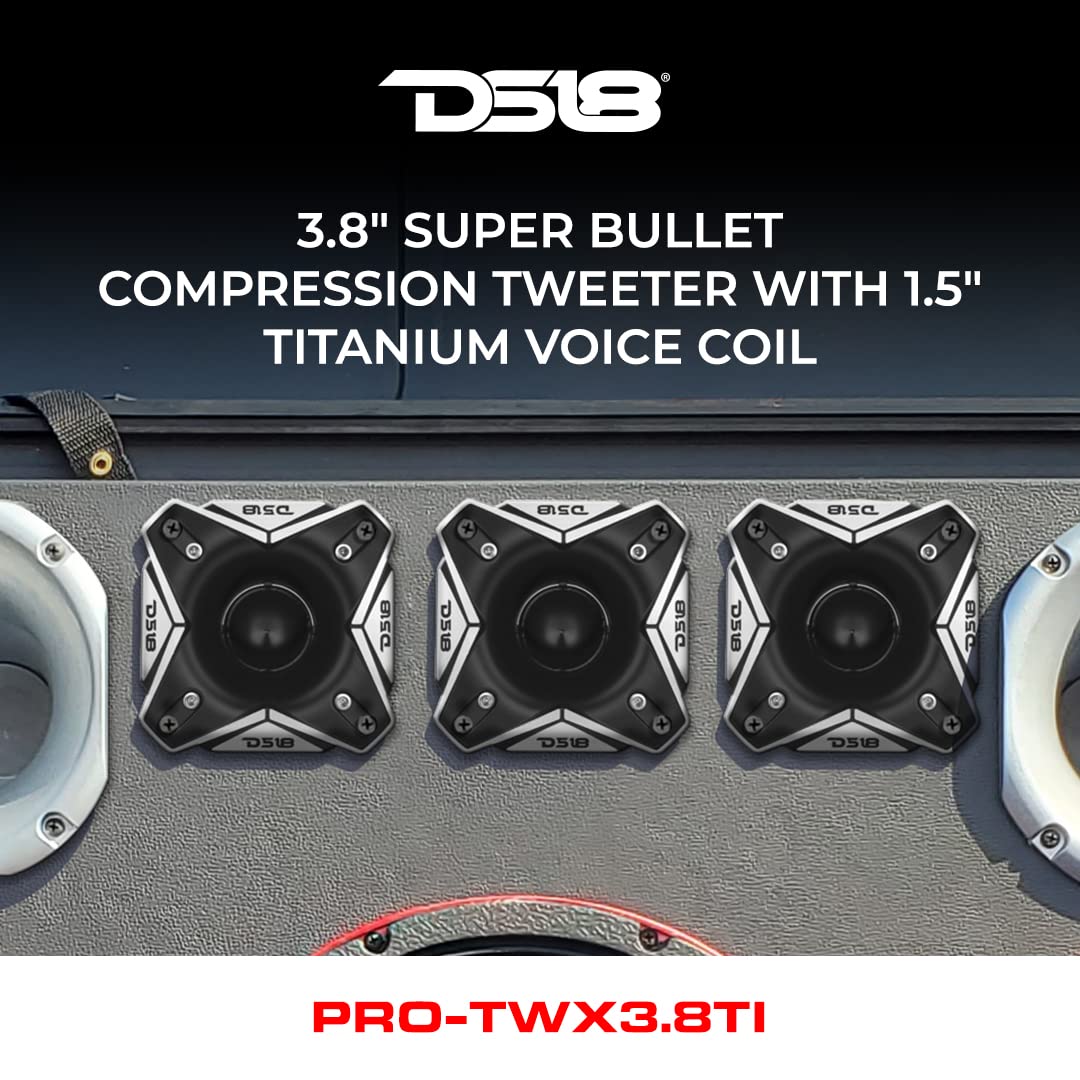 DS18 PRO-TWX3.8TI 3.8" Super Bullet Tweeter 250 Watts 1.5" Titanium 8-Ohm Vc, Super Bullet Compression Tweeter - Single