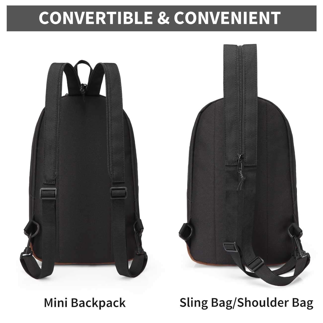 VASCHY Sling Bag for Men Women, Small Backpack Crossbody Man Shoulder Bag Purse Chest Bag for Travel Hiking Black