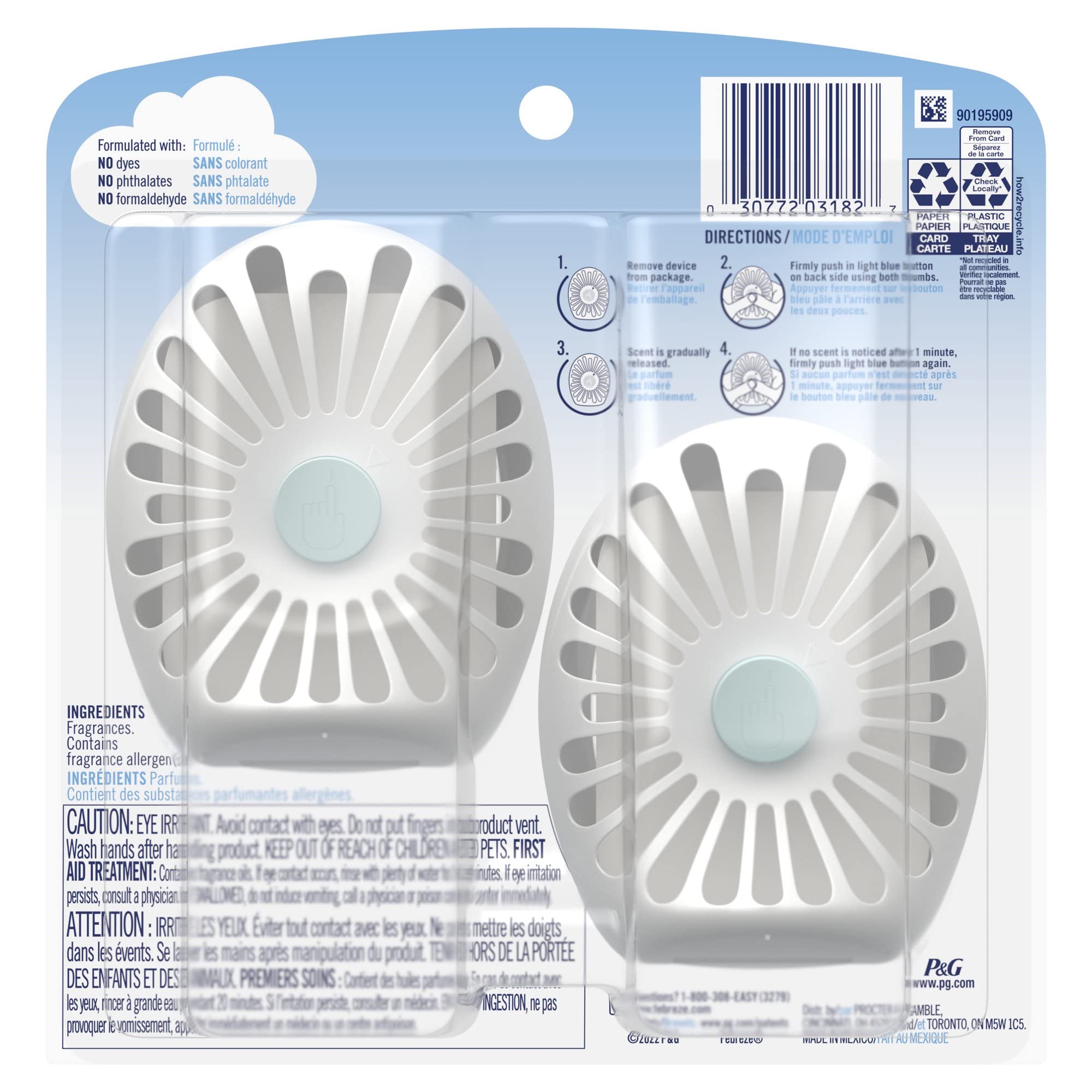 Febreze Small Spaces Holiday Air Freshener Fresh Baked Vanilla Scent, 25 fl. oz each, Pack of 2