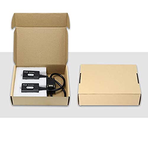 XMSJSIY VGA Extender Over Cat5e/6, VGA Male to RJ45 Ethernet LAN Extender Converter Signal Sender Repeater for HDTV HDPC PS4 STB 1080P Up to 60m (1 Transmitter + 1 Receiver)