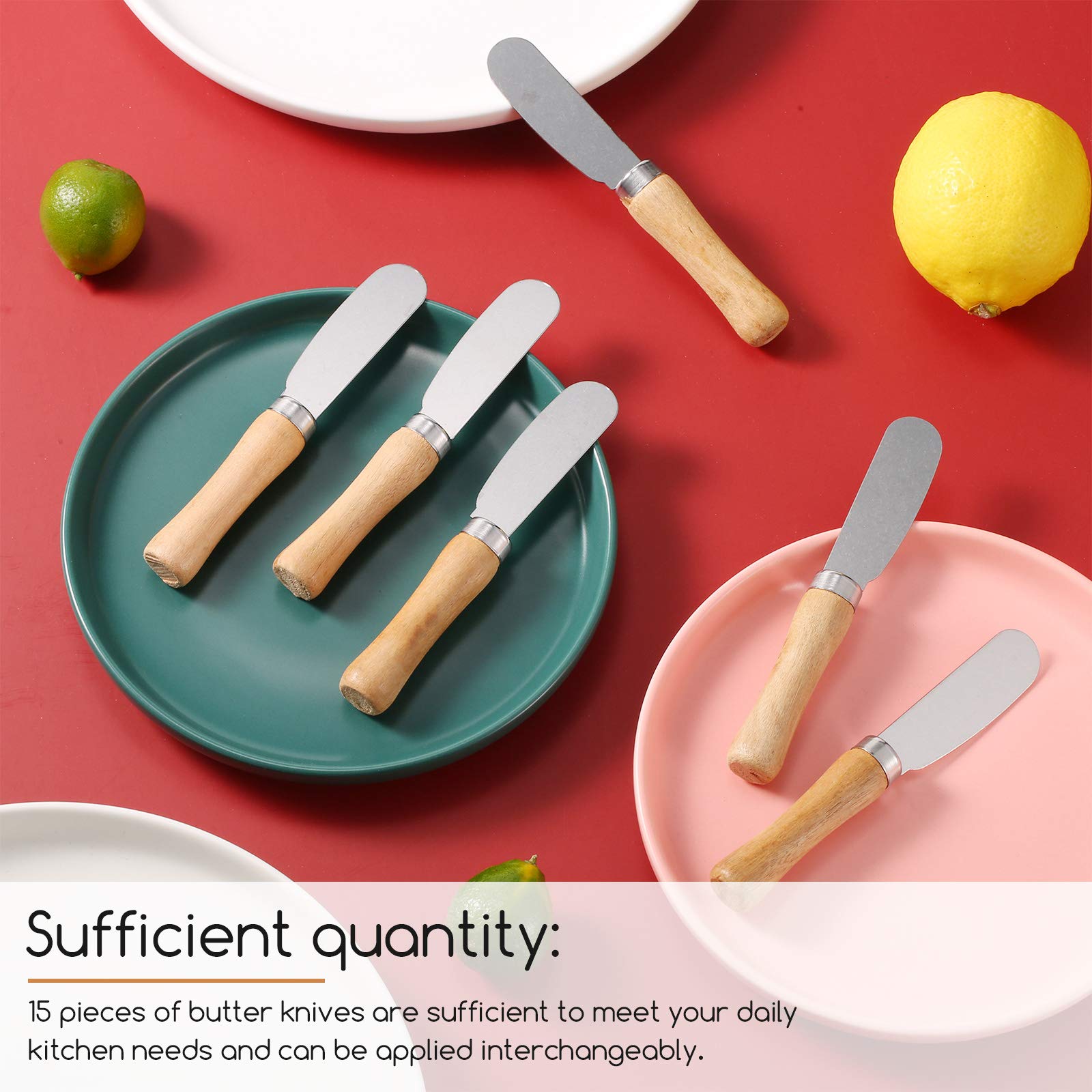 Butter Spreader Knife 4.5 Inch Wide Blade Stainless Steel Knife with Wood Handle Multipurpose Cheese Butter Spreader Knives for Kitchen Birthday Wedding Christmas(25 Pieces)