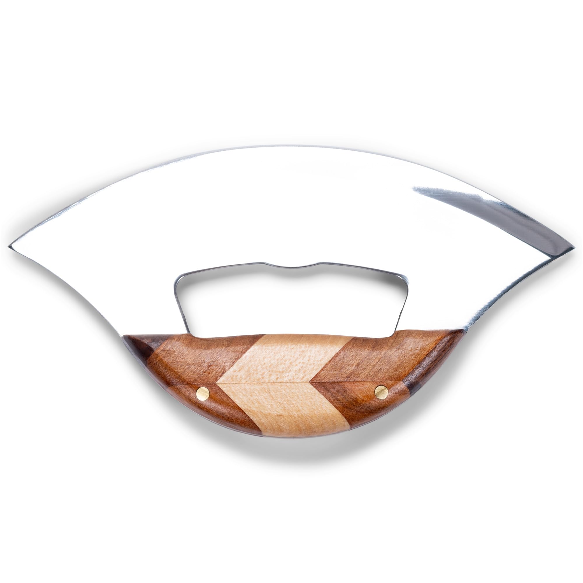 Elanze Designs 270 Wooden Handle Brown 6.5 Inch Wood and Stainless Steel Ulu Knife