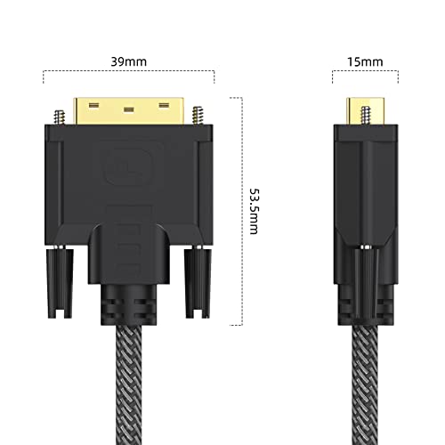 UOOI DVI Cable 10FT, DVI-D to DVI-D (24+1)– M/M Double Shielding Digital Cord with Two Ferrite Core and PET Braided for Gaming, DVD, Laptop, HDTV and Projector - Gold Plated