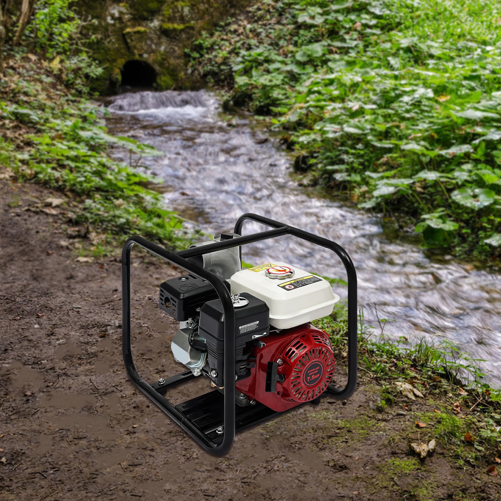 4-Stroke 7.5 HP Gasoline Engine Water Pump,210cc 3in Gasoline Powered Water Transfer Pump,Single Cylinder Air-cooled Trash Pump for Reenhouse Planting,Ground Cleaning,Fishpond Aquaculture…