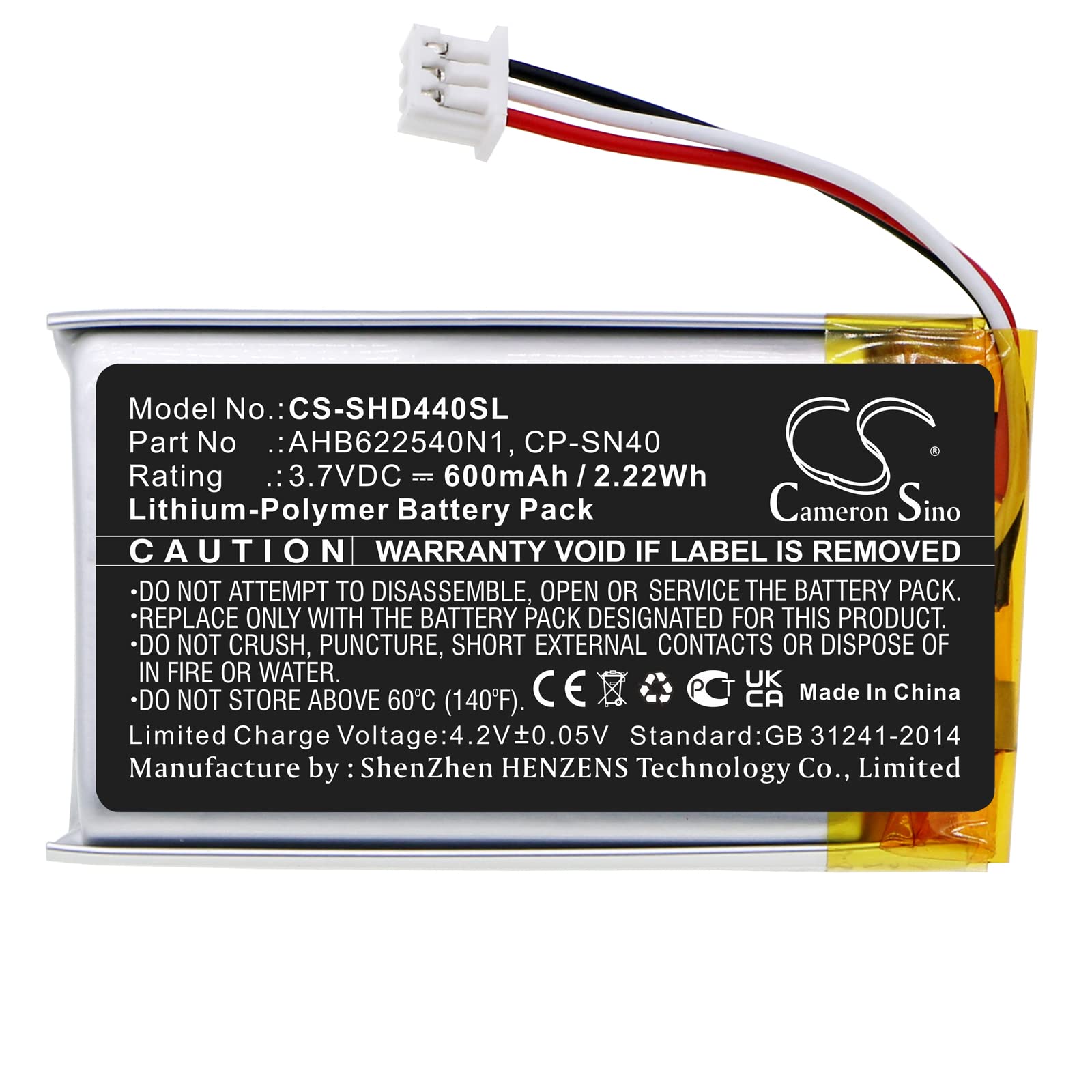 CS Cameron Sino KCDE Replacement Battery for Sennheiser HD 4.40 BT, HD 4.50BTNC, Momentum 2.0, Momentum 3.0, Urbanite XL(600mAh / 2.22Wh)
