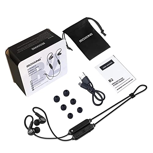 Wireless Sport Earphones IPX6 Waterproof,Noise Cancelling Bluetooth Headphones for Running and Workout, Wireless Earbuds for Small Ears Deep Bass and HD Stereo (Black)
