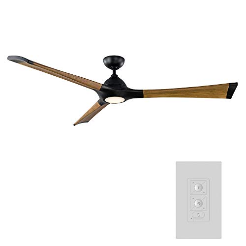 Woody Smart Indoor and Outdoor 3-Blade Ceiling Fan 72in Matte Black Distressed Koa with 2700K LED Light Kit and Wall Control works with Alexa, Google Assistant, Samsung Things, and iOS or Android App