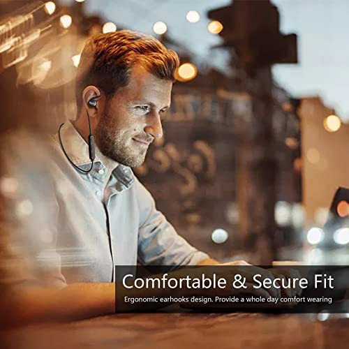 Wireless Sport Earphones IPX6 Waterproof,Noise Cancelling Bluetooth Headphones for Running and Workout, Wireless Earbuds for Small Ears Deep Bass and HD Stereo (Black)