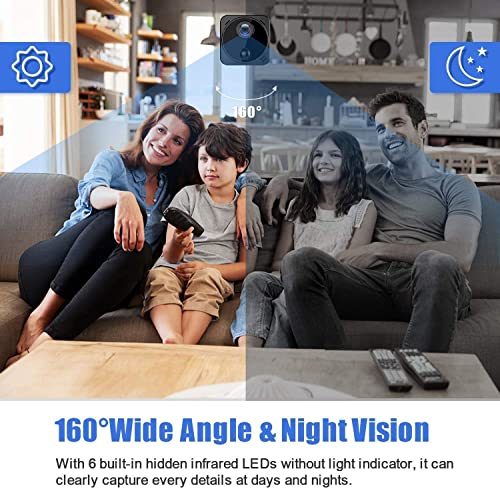 4K HD Spy Camera Wireless Hidden Camera WiFi Long Battery Life Mini Real-time Remote View Mini Convert Camera with Phone APP Night Vision Motion Sensor Security Surveillance Cam for Car