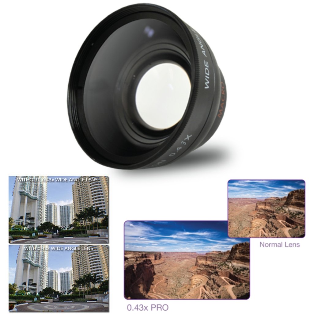 52mm .43x Wide Angle Lens with Macro for Canon EOS Rebel T6s, T6i, SL1, T5, T5i, T4i, T3, T3i, T1i, T2i, XSI, XS, XTI, XT, 70D, 60D, 60Da, 50D, 40D, 30D, 20D, 10D, 7D Digital SLR DSLR Cameras
