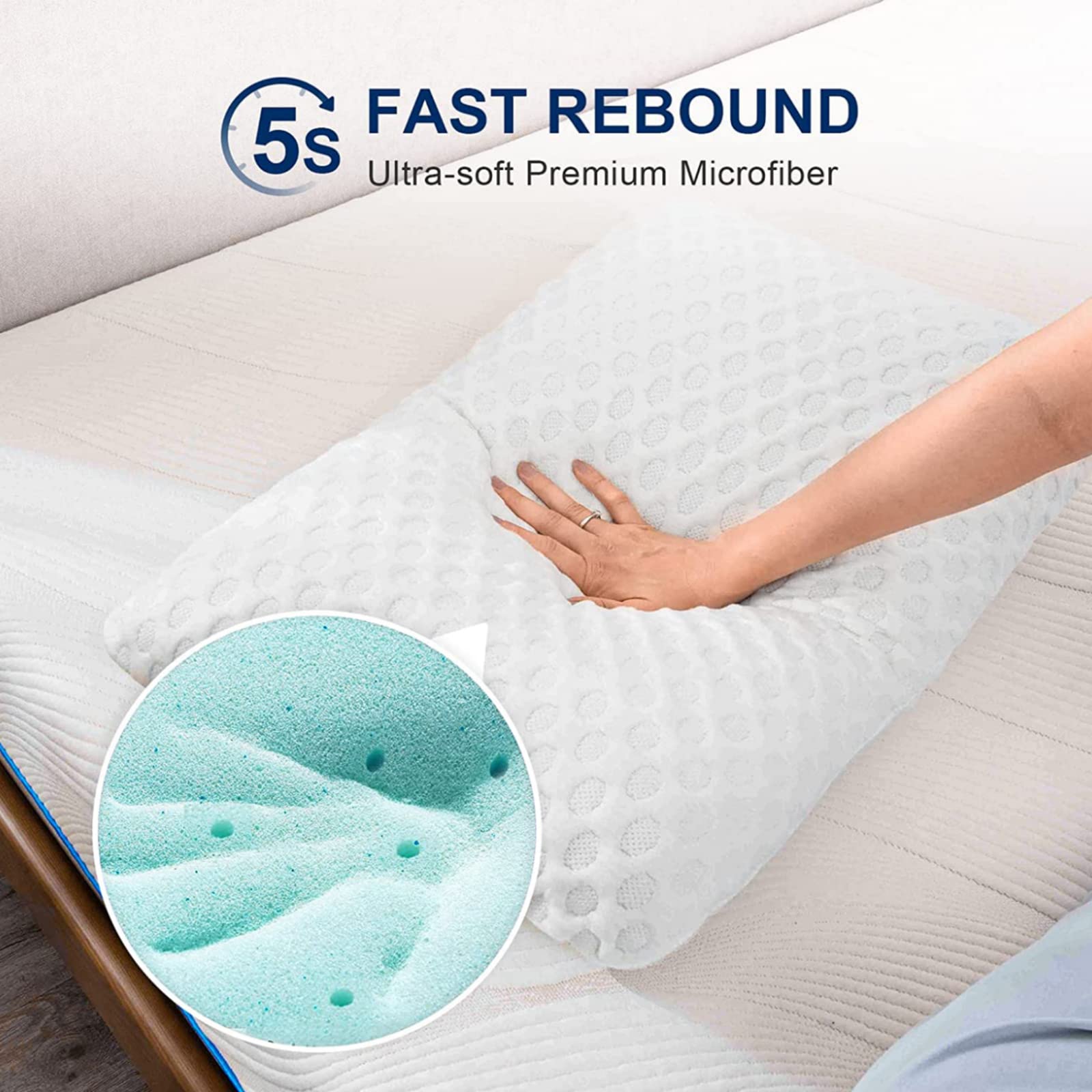 Memory Foam Pillows Side Sleeper Pillow Neck for Pain Relief Medium Firm Tempurpedic Back Stomach Sleepers Sutera with Washable Cover, Standard Size