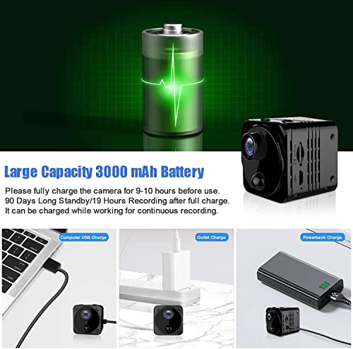 4K HD Spy Camera Wireless Hidden Camera WiFi Long Battery Life Mini Real-time Remote View Mini Convert Camera with Phone APP Night Vision Motion Sensor Security Surveillance Cam for Car