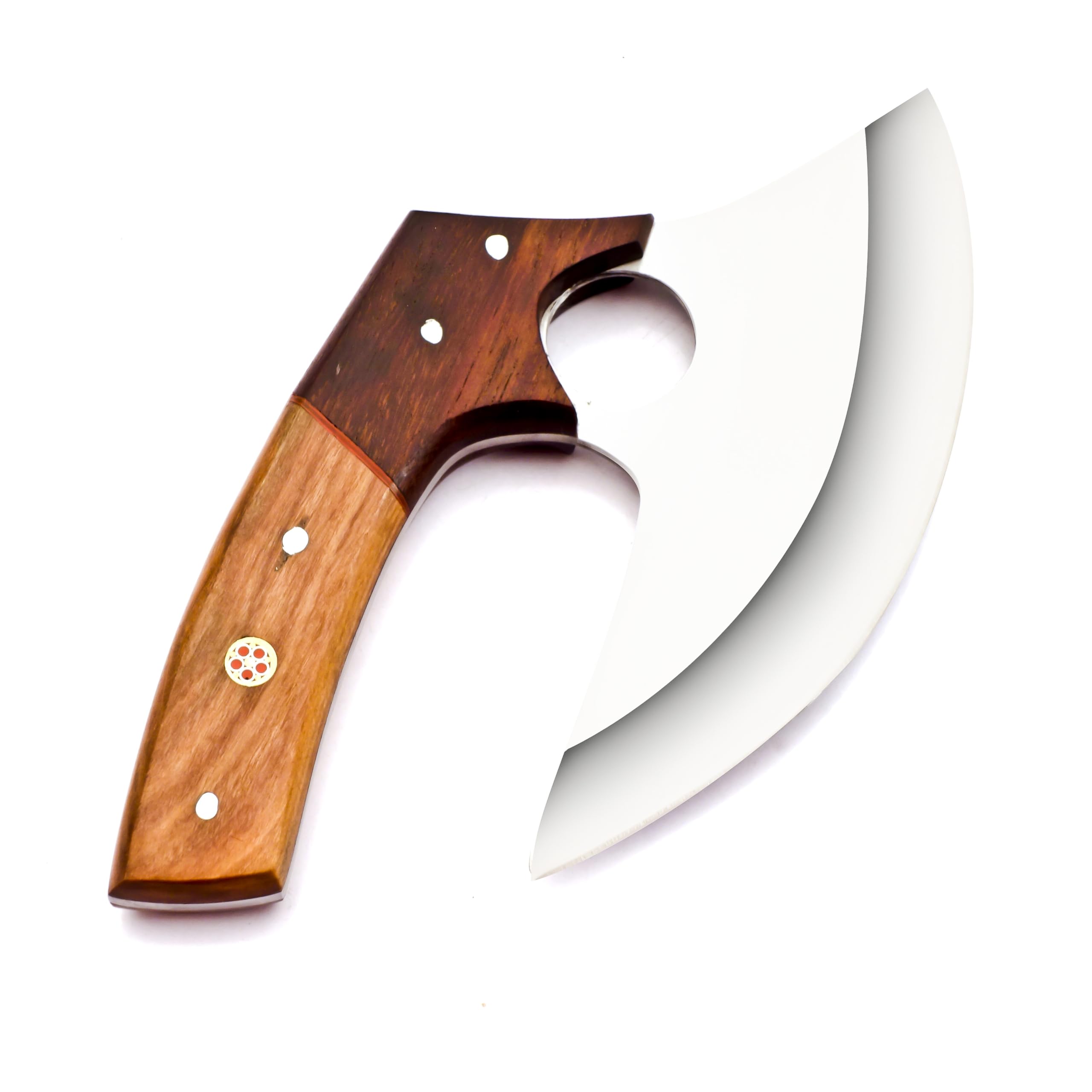 Damascus Steel UK-9002 Handmade J2 Stainless Steel ULLU Knive -Beautiful Olive & Rose Wood Handle
