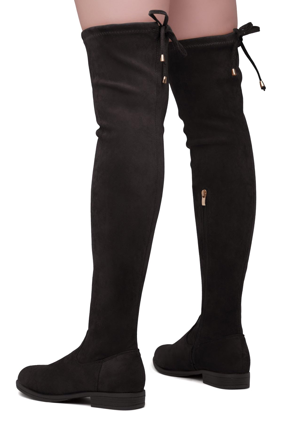 Herstyle Secret Obsession Women's Over the Knee Boots Thigh High Stack Heel Long Stretch Fall Riding Boots, Black, Size 8.0