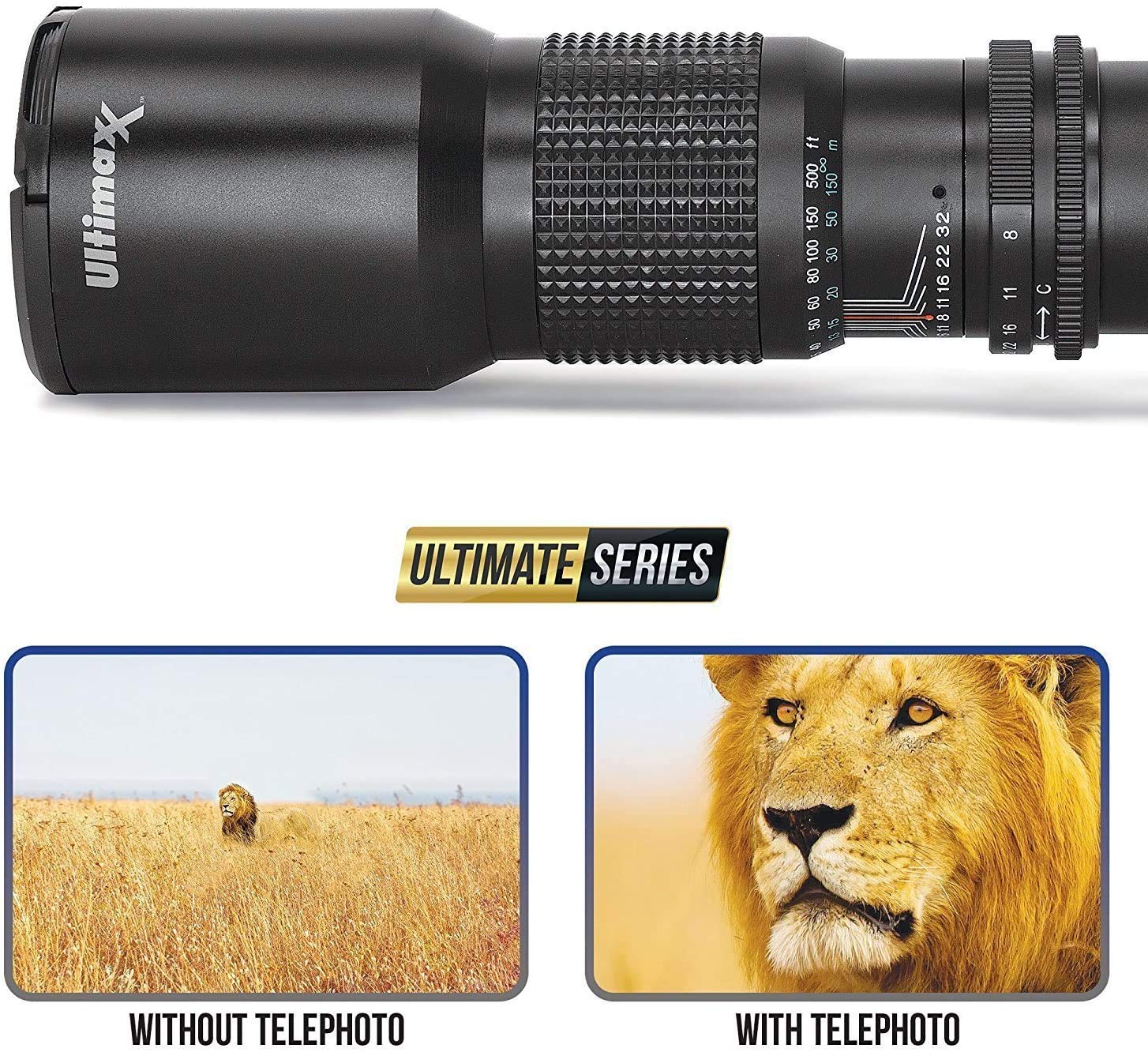 Ultimaxx 500mm (w/ 2X Converter 1000mm) Manual Preset Lens Kit for Canon EOS T5, T5i, T6, T7 T6i, T6s, T7i, SL1, SL2, 60D, 70D, 77D, 80D, 5D III, 5D IV, 6D, 7D, 7D II & More