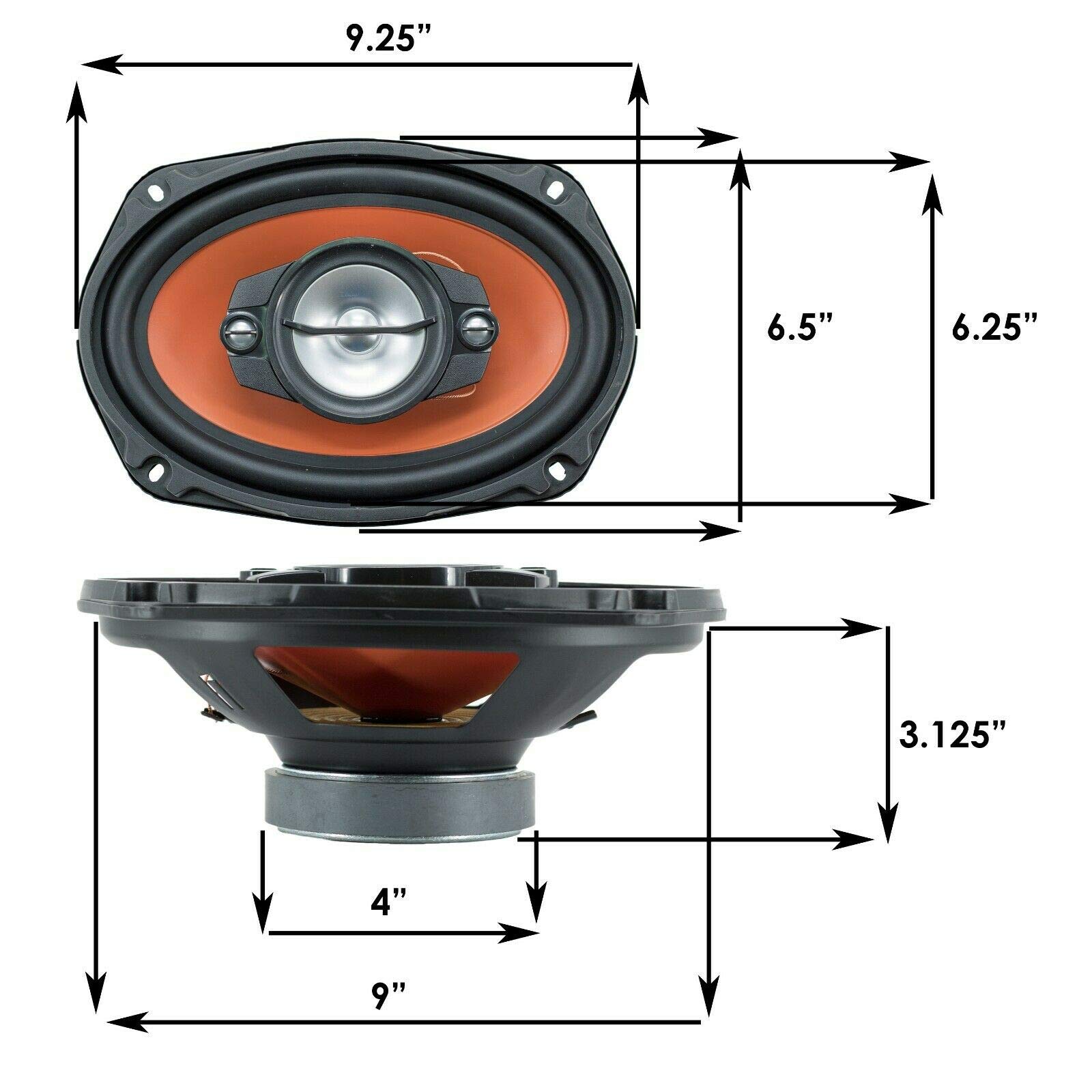 Pair of Audiobank 6x9 1000 Watt 4-Way Car Speakers + Pair of 3.75" Super Bullet Tweeters