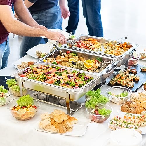 Vevor 8 Quart Chafing Dish Buffet Set Full Size Rectangular Chafer for Catering, 6 Packs, Silver : Home & Kitchen