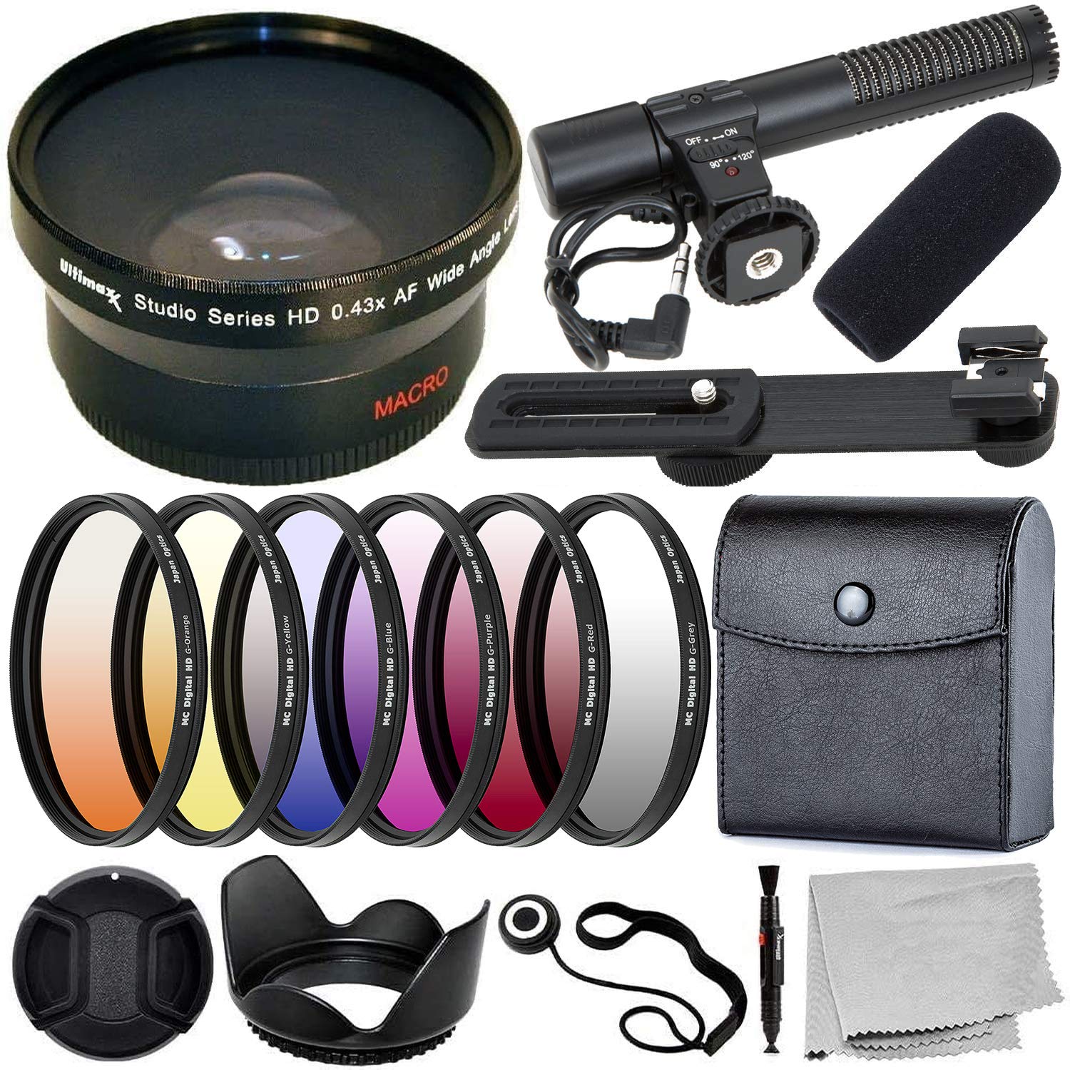 Ultimaxx 58MM Complete Lens Filter Accessory Kit with 58MM 0.43x Wide Angle/Macro Lens, Filter Sets & More for: Canon EOS 90D, 80D, 70D, Rebel T7, T7i, T6i, T6,T5i, T5, T4i, SL3, SL2, SL1 and More
