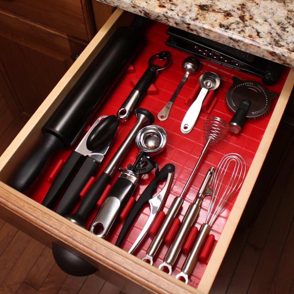 KMN Home DD00396 DrawerDecor Customizable Organizer, Drawer and Shelf Cabinet Liners, Non-Slip and Easy Clean, Deluxe Starter Kit, 16 Piece - Natural