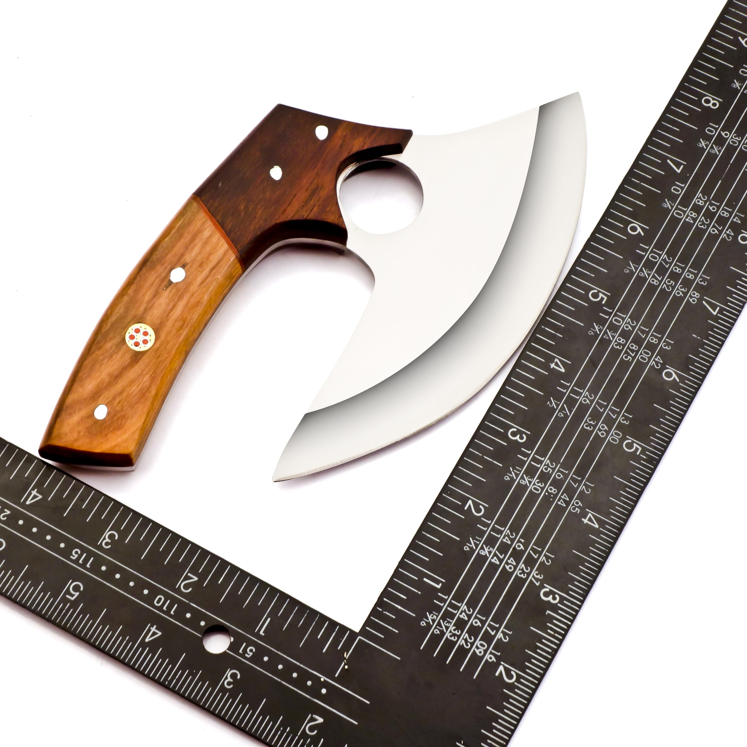 Damascus Steel UK-9002 Handmade J2 Stainless Steel ULLU Knive -Beautiful Olive & Rose Wood Handle