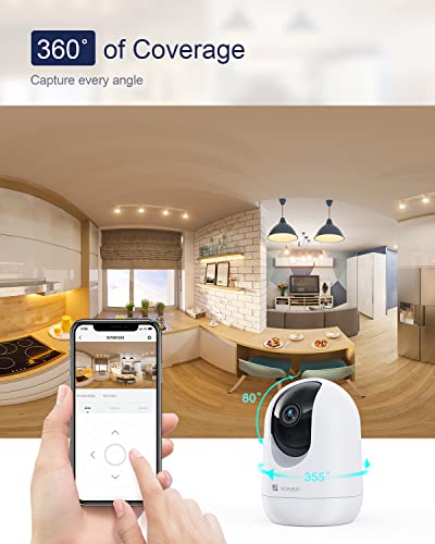 Indoor Security Camera 2K, Pet Camera with Phone App, WiFi Cameras for Home Security Camera for Dog/ Baby Monitor/Elder Pan Tilt, 2.4G, 24/7, 2-Way Talk, Human Detection, Motion Tracking, SD&Cloud