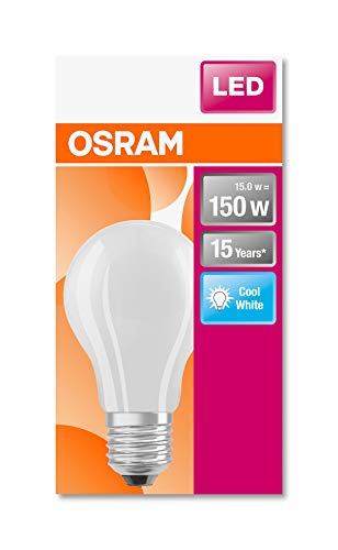 OSRAM LED lamp / Base: E27 / Cool White / 4000 K / 15 W / Replacement for 150 W Incandescent Bulb / LED Retrofit Classic A [Energy Efficiency Class A++] / Pack of 10