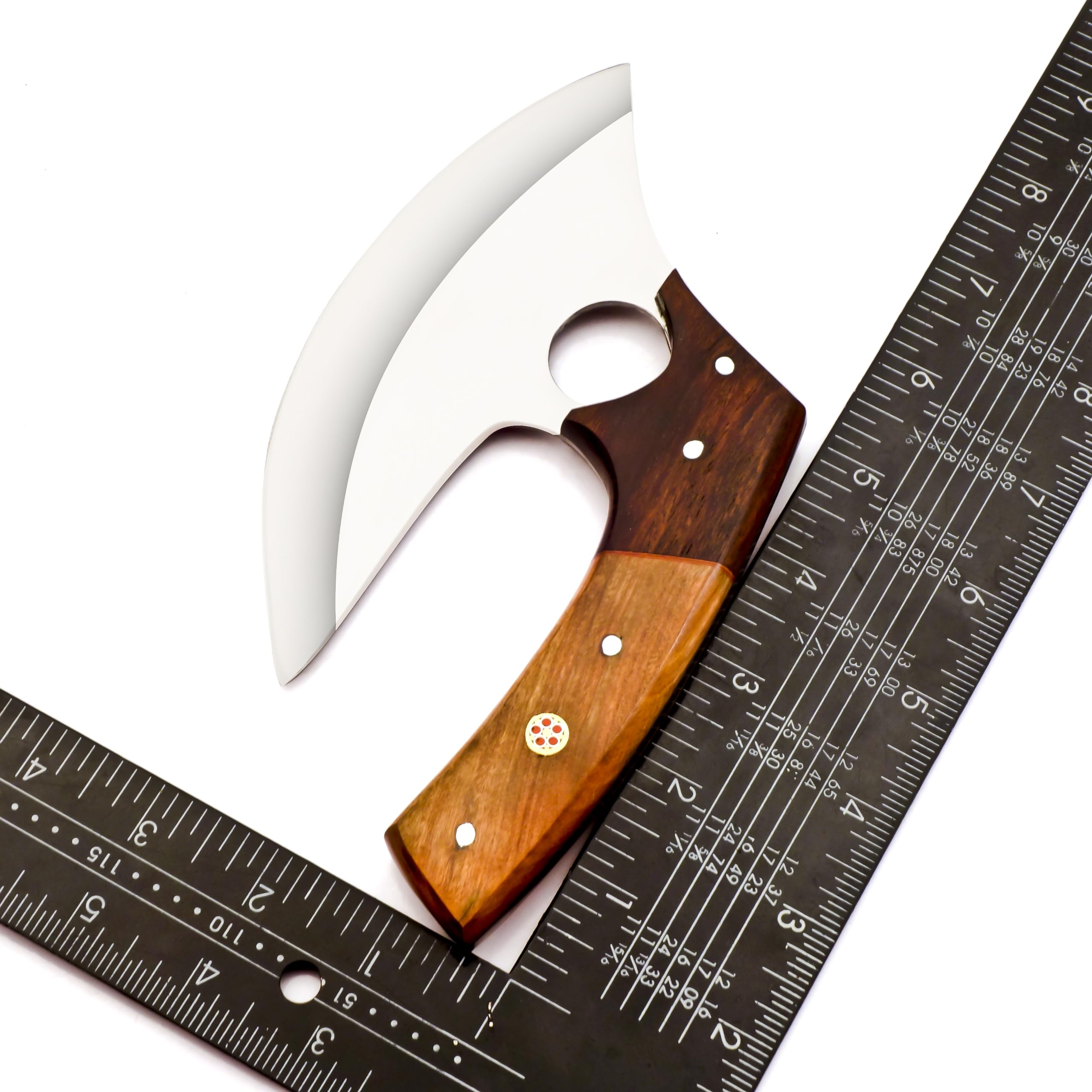 Damascus Steel UK-9002 Handmade J2 Stainless Steel ULLU Knive -Beautiful Olive & Rose Wood Handle
