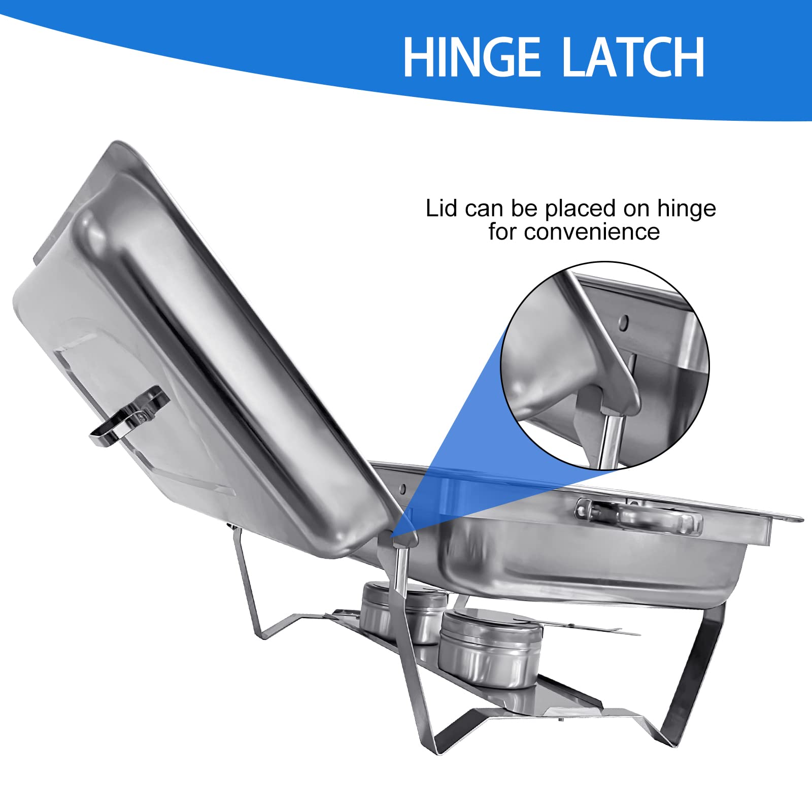 Jacgood Chafing Dish Buffet Set 4 Pack 8QT Stainless Steel Food Warmer Chafer Complete Set with Water Pan, Chafing Fuel Holder for Party Catering