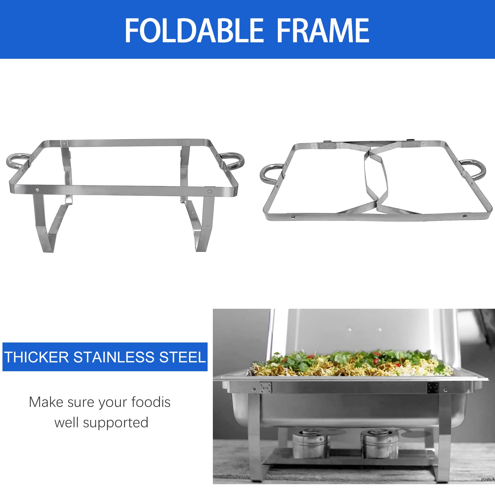 Jacgood Chafing Dish Buffet Set 4 Pack 8QT Stainless Steel Food Warmer Chafer Complete Set with Water Pan, Chafing Fuel Holder for Party Catering