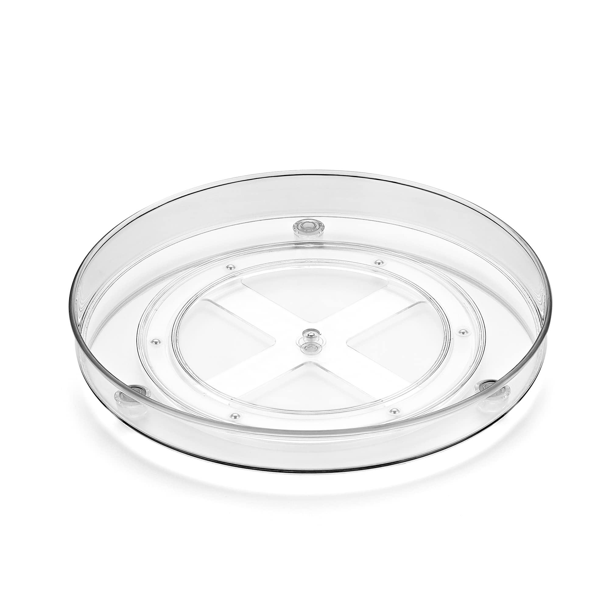 Ravinte Lazy Susan Turntable Organizer - Clear Plastic Rotating Storage Collection for Refrigerator - Spinning Round Spice Organizer for Kitchen Cabinets - 10.6 Inch 1 Pack