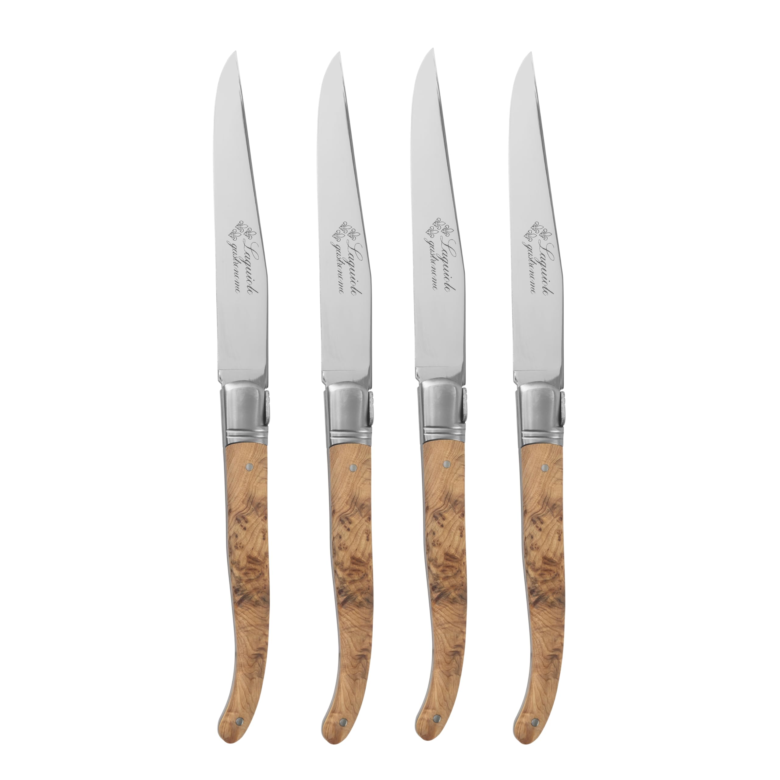 AU NAIN Laguiole Set of 4 Steak Knives with Juniper Wood Handles