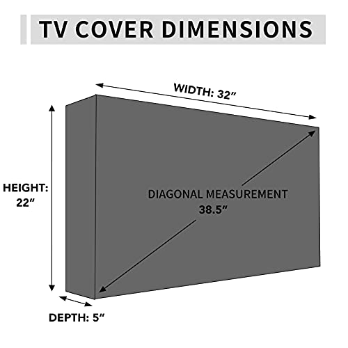 Outdoor TV Cover with Front Flap for Watching TV on Rainy Days, Convenient Use Without Remove, Durable TV Cover with Free Cleaning Cloth (30-32 inch, Black)