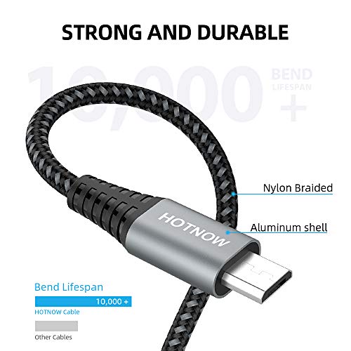 HOTNOW Micro USB Cable 3ft 2-Pack, Android Charger Cable Data sync and Fast Charging Nylon Braided Cord for Samsung Galaxy S6 S7, HTC, LG, Sony, PS4, MP3, Tablet and More Micro Devices