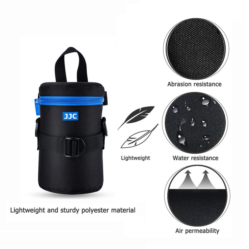 JJC Camera Lens Pouch Case for Canon RF 85mm EF-S 55-250mm EF 24-70mm Nikon Nikkor AF 70-300mm & More, Zipper Polyester Lens Protective Bag Interior Size 3.1x6.1β