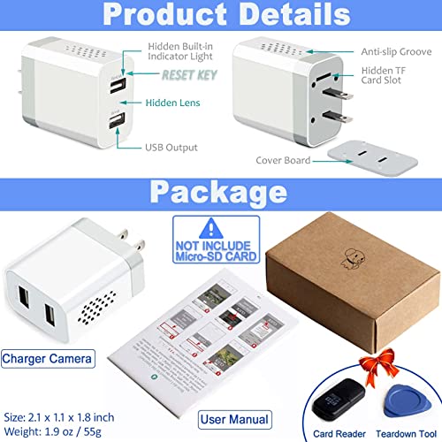 LUOHE Spy Camera Hidden Camera, 1080P Wireless Hidden WiFi Camera with Remote View, USB Charger Camera, Hidden Spy Camera with Motion Detection Nanny Cam for Home Office Hotel, Easy to Use