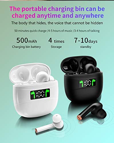 EARJIA True Wireless Bluetooth Earbuds - Smart Touch Controlled Wireless Earbuds Bluetooth No Noise Monaural/Binaural Mode Wireless Earbuds with 3 Pairs of Ear Buds (J3PRO, White)