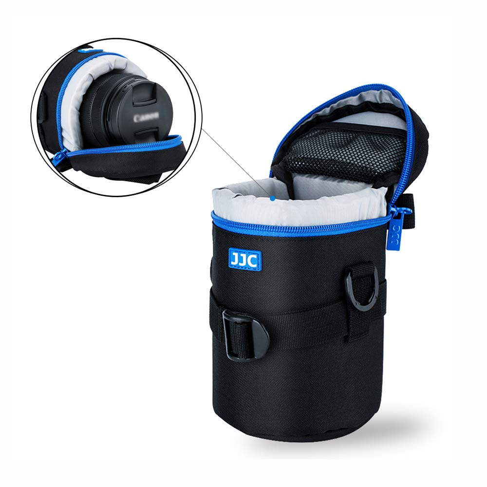 JJC Camera Lens Pouch Case for Canon RF 85mm EF-S 55-250mm EF 24-70mm Nikon Nikkor AF 70-300mm & More, Zipper Polyester Lens Protective Bag Interior Size 3.1x6.1β