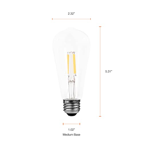 Sylvania Reduced Eye Strain ST19 LED Light Bulb, 40W = 5W, 13 Year, Dimmable, Clear, 2700K, Soft White - 8 Pack (41235)