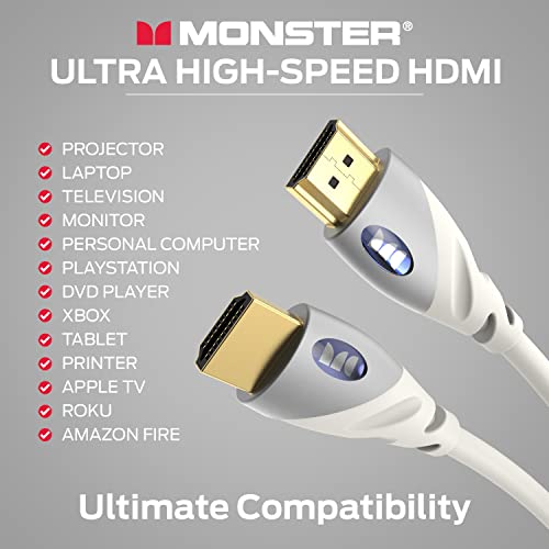 Monster HDMI Cable 4k Ultra HD with Ethernet - Corrosion-Resistant 24k Rose Gold Contacts and V-Grip Connection - HDMI Cable for PS3 and Computer Monitor - 6 FT