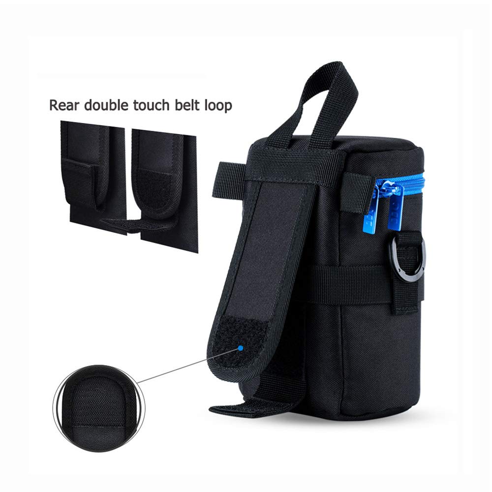 JJC Camera Lens Pouch Case for Canon RF 85mm EF-S 55-250mm EF 24-70mm Nikon Nikkor AF 70-300mm & More, Zipper Polyester Lens Protective Bag Interior Size 3.1x6.1β