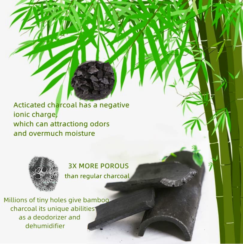 3 Pack Bamboo Activated Charcoal Odor Absorber, Bamboo Charcoal Air Purifying Bag, Activated Charcoal Odor Absorber for Closet,Pets,Shoe, Car, Basement Musty Odor Eliminator Deodorizer( 3x200g each)