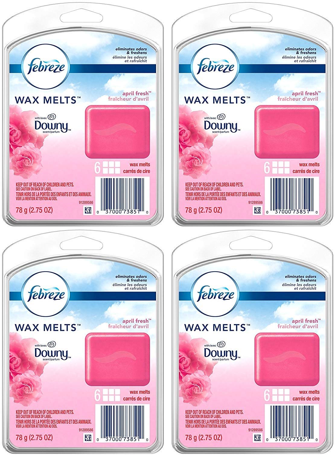 Febreze Wax Melts Air Freshener - with Downy April Fresh Scent - Net Wt. 2.75 OZ (78 g) Per Package - Pack of 4 Packages