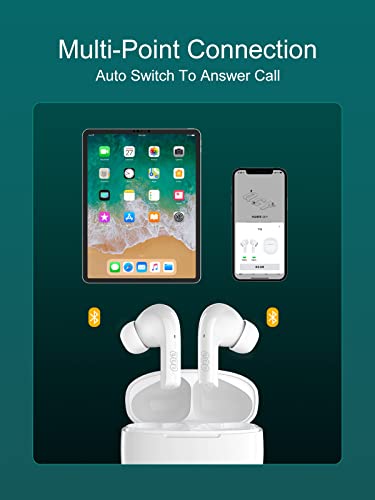 QCY MeloBuds Wireless Earbuds T18 Multipoint Connection Headphones, QCC3050 Bluetooth 5.2 in Ear Lightweight Stereo Earphones, aptX Adaptive Studio Sound Headset, aptX Voice, 30H Playtime